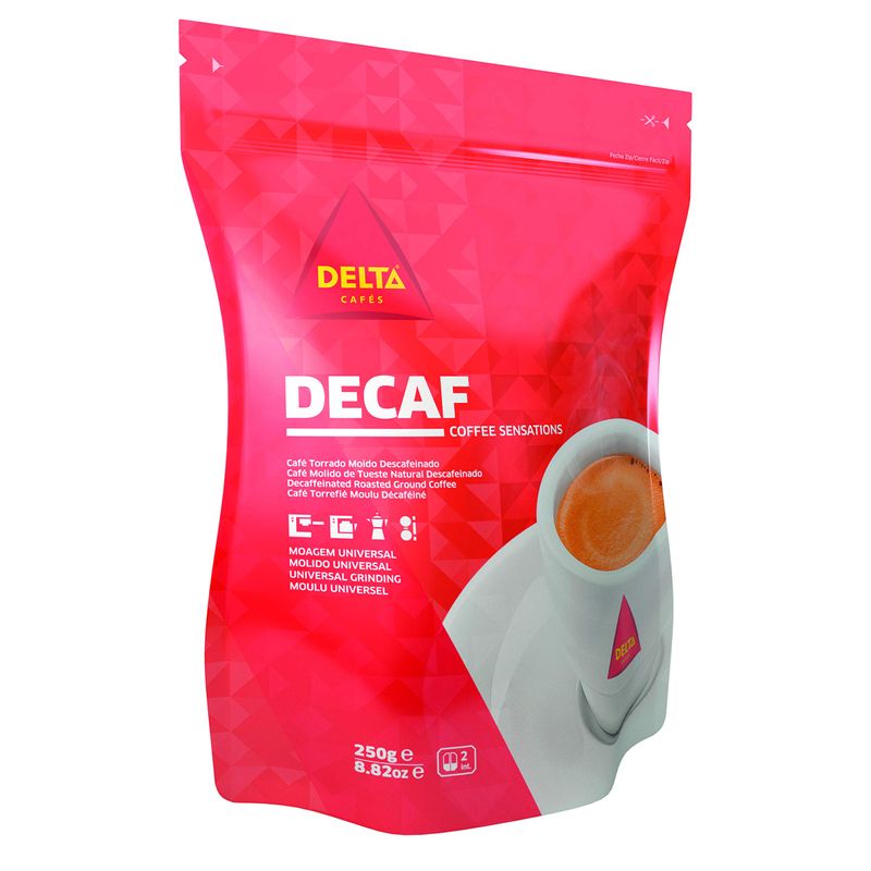 Delta Decaffeinated Roasted Ground Coffee for Espresso Machine or Bag ...