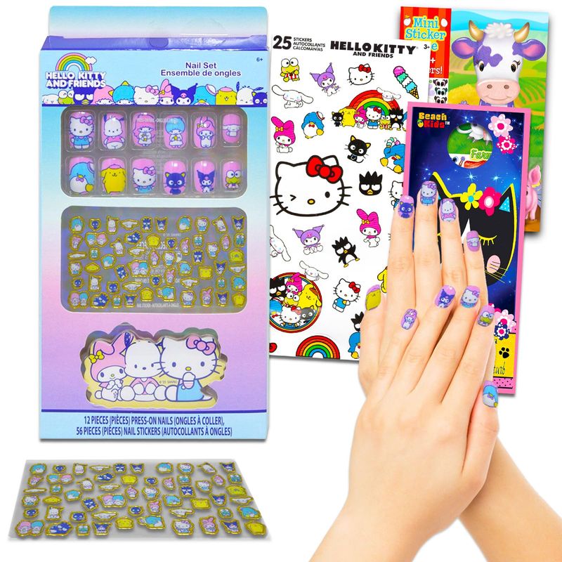 Hello Kitty and Friends Press-On Nails for Kids - Bundle with 12 Hello ...