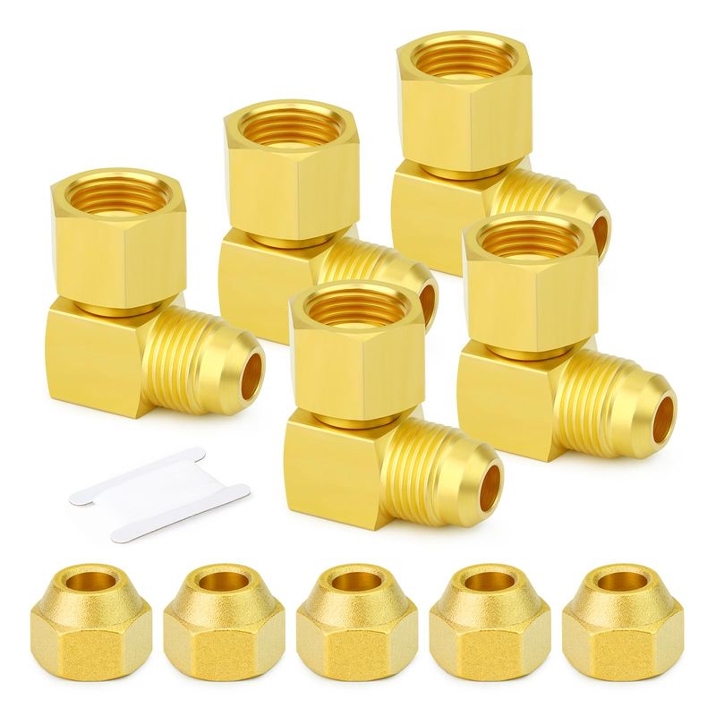 GASHER 5PCS 90 Degrees Swivel Elbow Flare Fitting With Nut, 3/8" Female ...