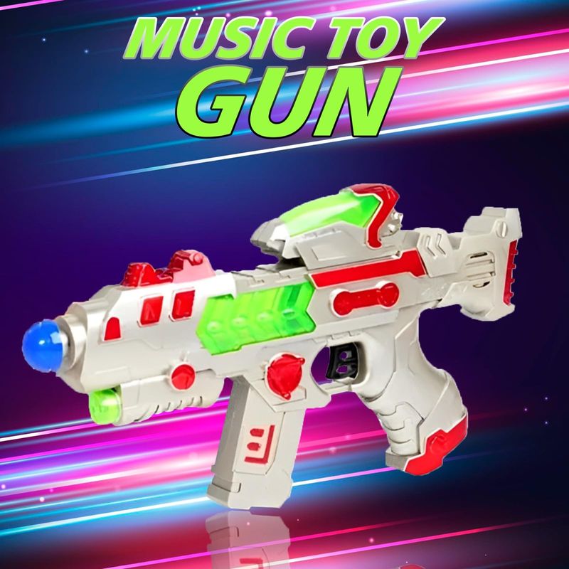 PNJB Electric Music Toy Gun Eight Tone Gun Toy Cool Rotating Front, Ray ...