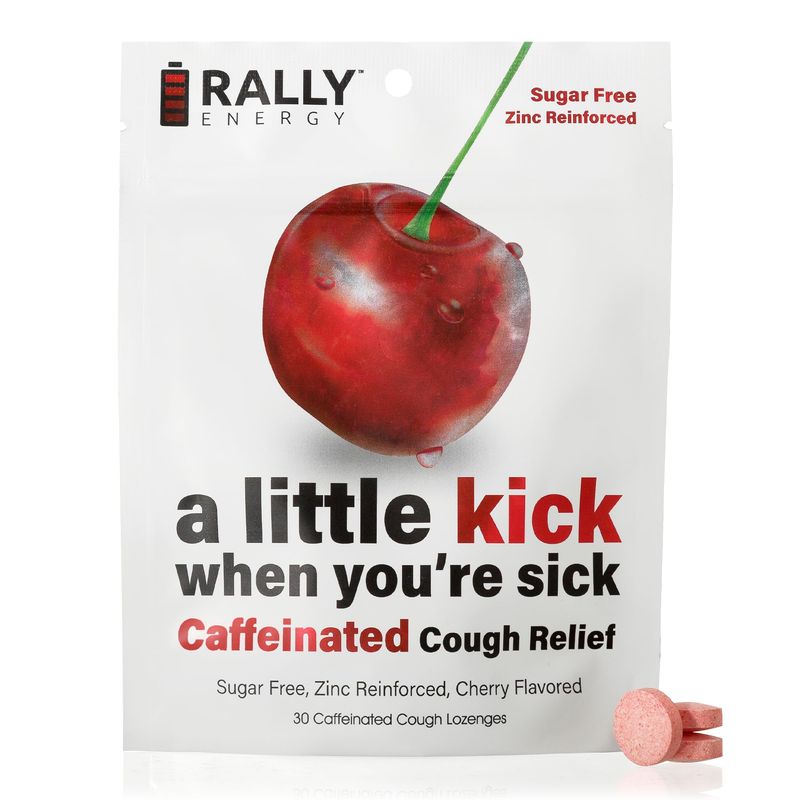 Rally Energy Sugar Free Cherry Flavor Cough Drops, Cough Relief with ...