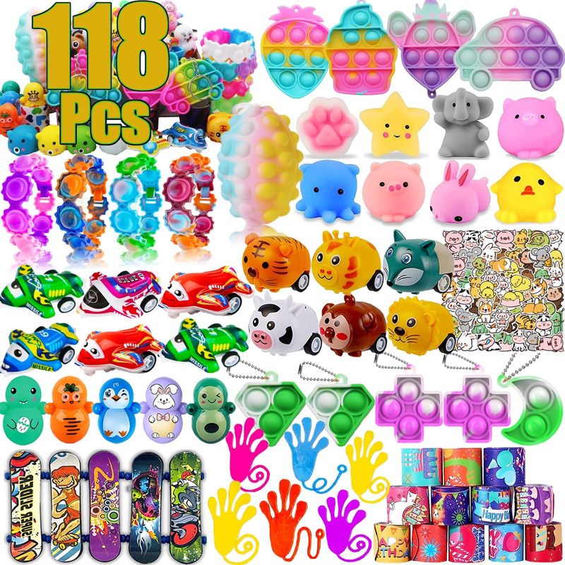 118 Pcs Party Favors for Kids, Pop Fidget Toys, Treasure Box Toys, Classroom Prizes, Pinata ...