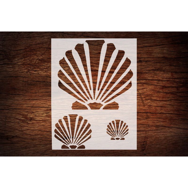 Reusable Scallop & Sea Shells Stencil 8.5" x 11" - Custom Beach-Themed ...