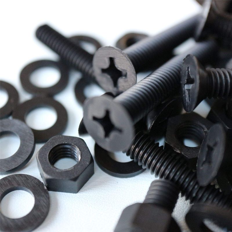 20 x Black Countersunk Screws Polypropylene (PP) Plastic Nuts and Bolts ...