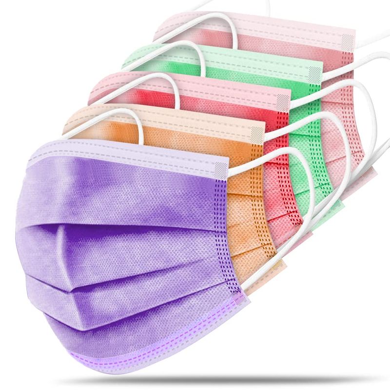 Unifandy Kid Face Mask, 50PC 3 Ply Disposable Face Mask Colorful Set ...