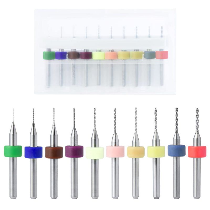 SeonFook 10 Pcs 0.3-1.2mm PCB Engraving Drill Ultra Fine Micro Drill ...