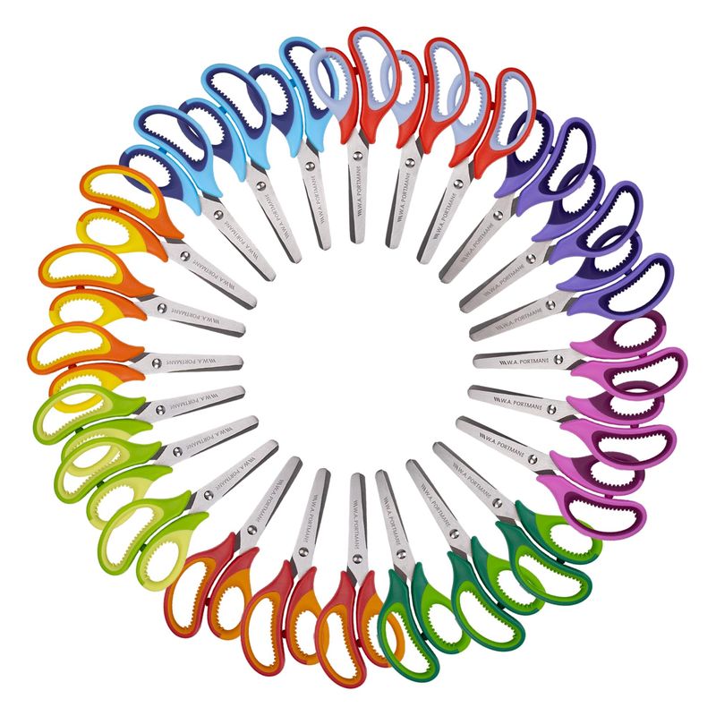WA Portman 5 Inch Blunt Kids Scissors 24 Pack - School Scissors Bulk ...