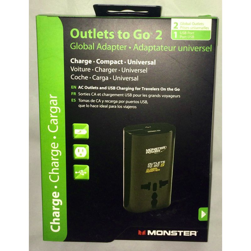 Monster Cable Outlets To Go 2 Compact Global Travel Adapter Ac USB ...