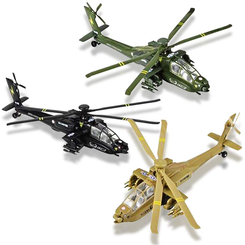 ArtCreativity Diecast Apache Helicopters with Pullback Mechanism, Set of 3, Diecast Toy Choppers ...