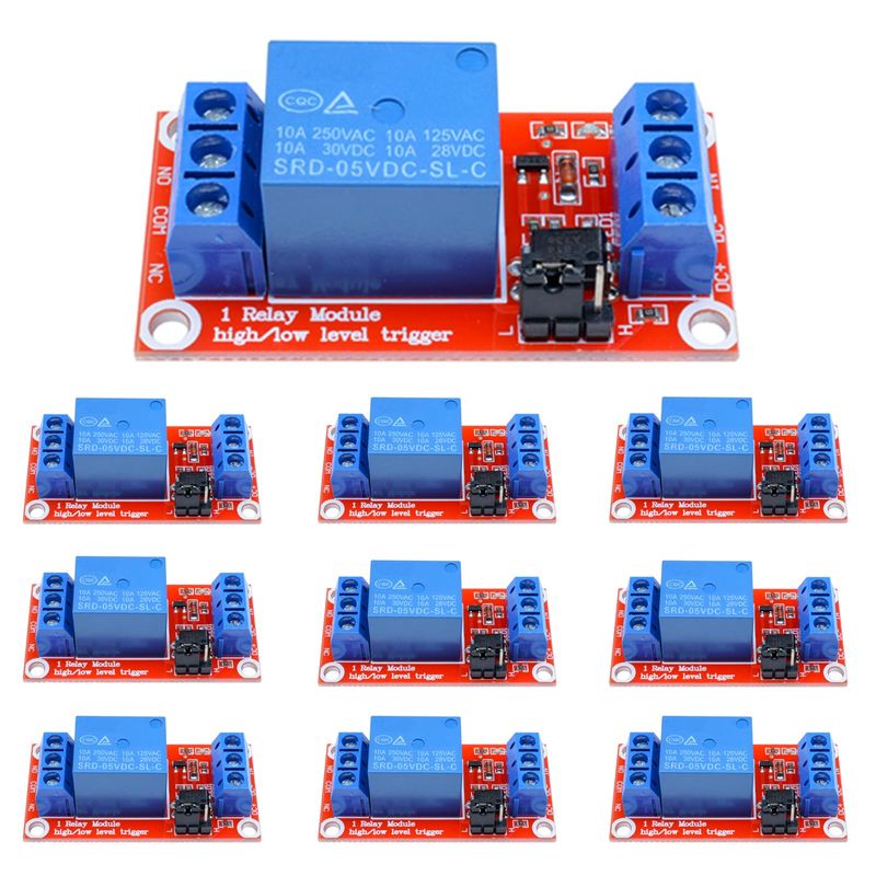 FORIOT 10pcs DC 5V 1 Channel Relay Module with Optocoupler Redboard for High Level or Low Level ...
