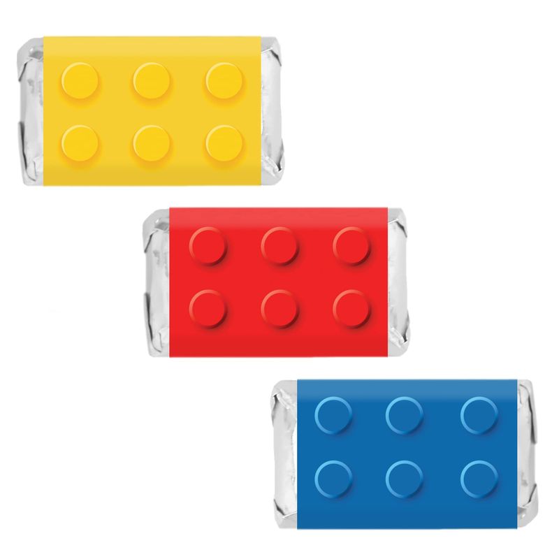 Building Blocks Birthday Party Mini Candy Bar Wrappers - 45 Stickers ...