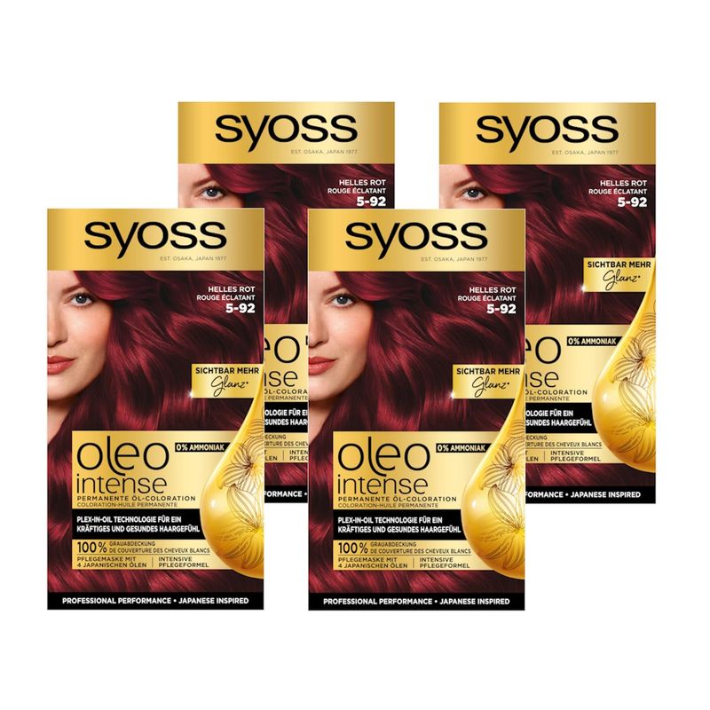 Syoss Oleo Intense Oil Colouration 10-50 5-92 Light Red Level 3 (4 x ...