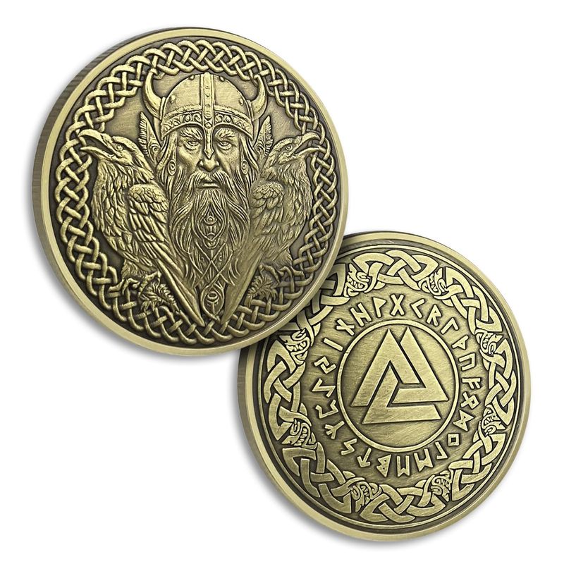 Viking Valknut Coin Power Odin Viking Symbol Coin Crows Viking ...