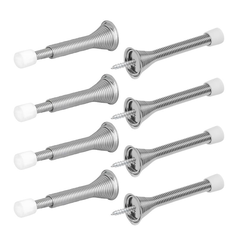 8 Pack Spring Door Stop, Wall Mounted Chrome Spring Door Stop Stainless ...