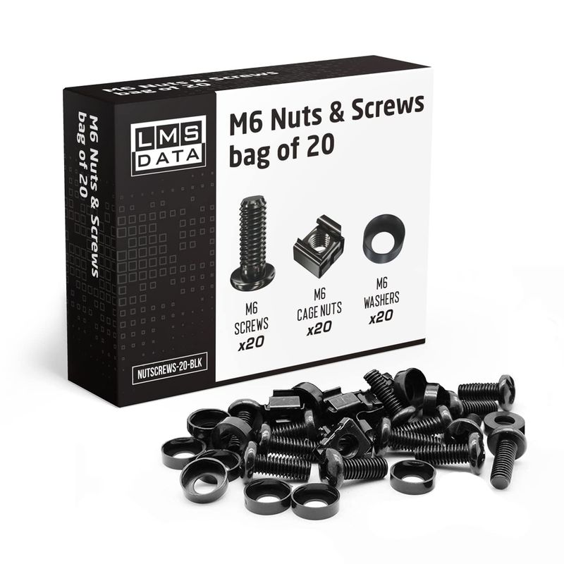 LMS Data M6 Cage Nuts, Bolts and Washers Kit - For Rack Mount Equipment ...