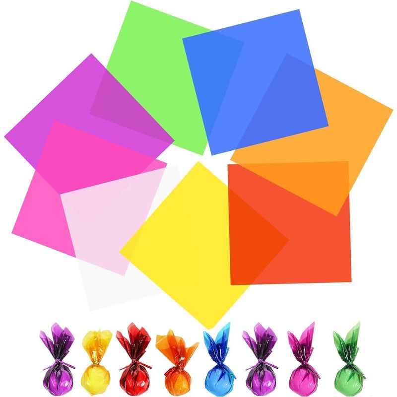 KALOLINNA Color Cellophane Sheets, 8 Colors, Set of 120, Children's Crafts, DIY, Transparent ...
