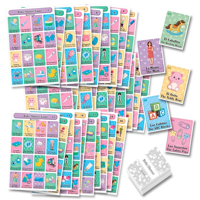More Fiesta Baby Shower Bingo - Bilingual English Spanish, for up to 30 ...