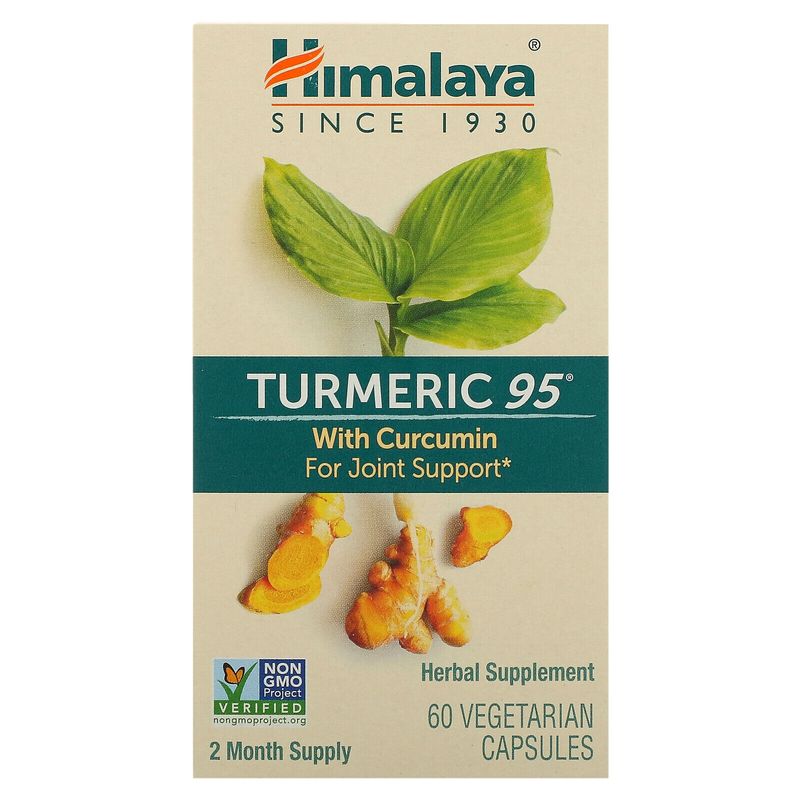Himalaya Turmeric 95 with Curcumin 60 Vegetarian Capsules Gluten-Free ...