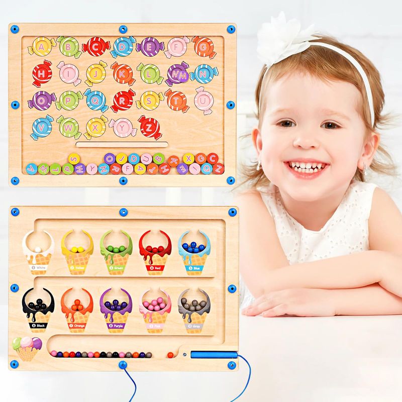 2 in 1 Double Side Magnetic Color and Number Maze, Montessori Magnetic ...