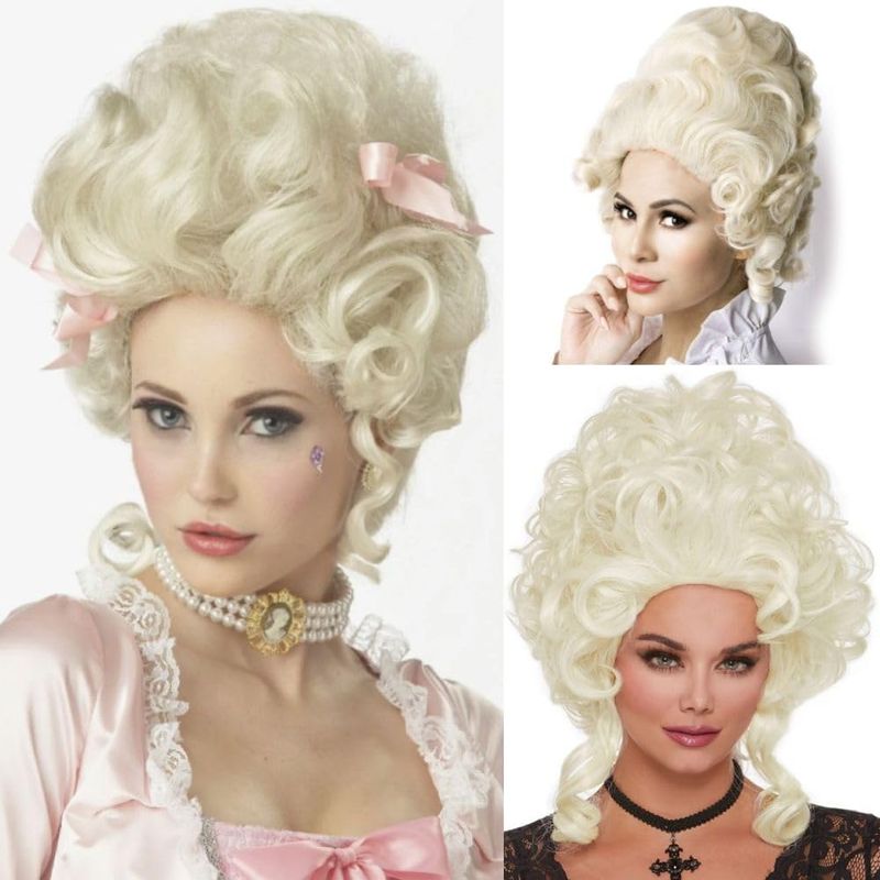 Salaibs Blonde Curly Queen Wigs for Women Colonial Wig Retro Synthetic ...