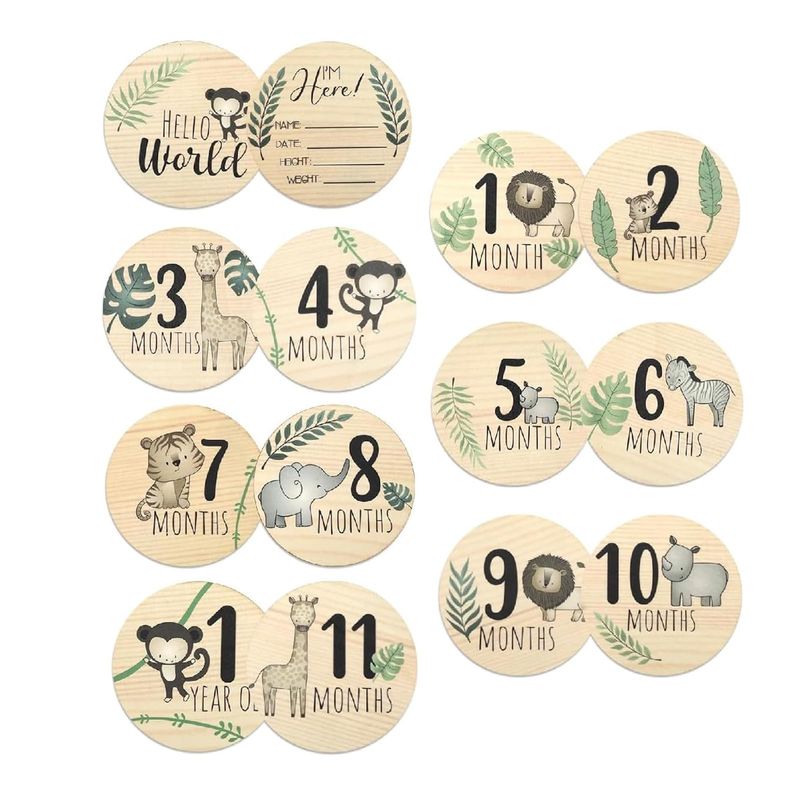 ExcellaElite Milestone Baby Cards 7 PCS,Baby Monthly Milestone Cards ...