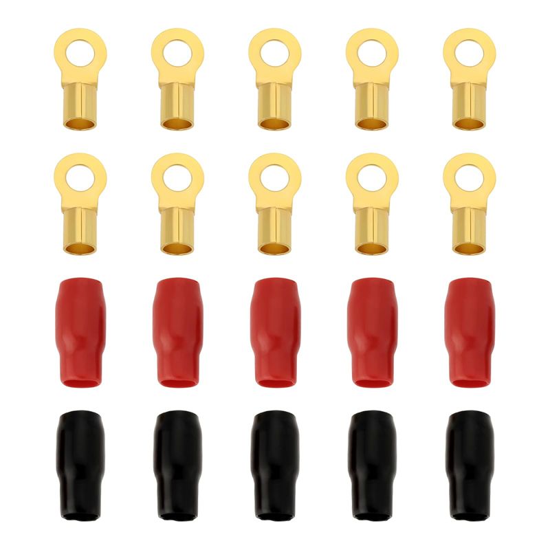 EMSea 10Pcs 4 Gauge Awg Brass Crimp Ring Terminal Connectors with Black ...