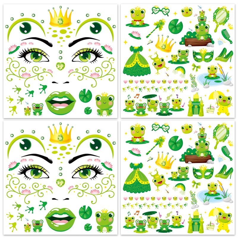 HOWAF 4 Sheets Frog Face Tattoos, Frog Temporary Tattoos Animal Frog ...