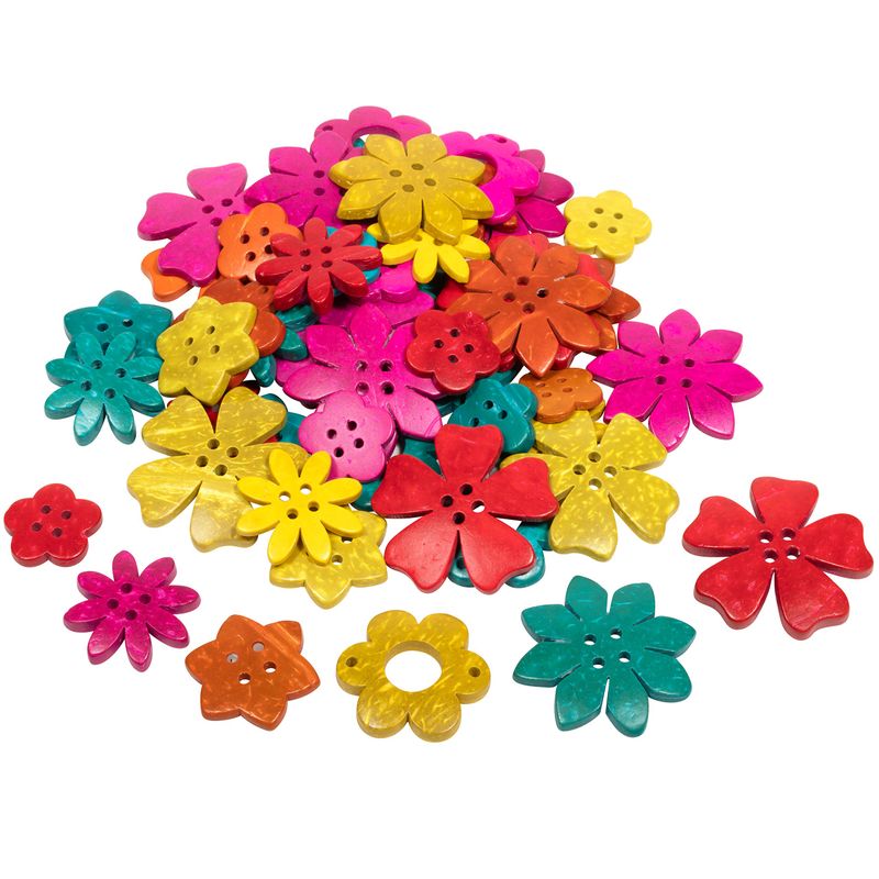 READY 2 LEARN Coconut Flowers - Set of 50 - 6 Shapes - 5 Colors ...