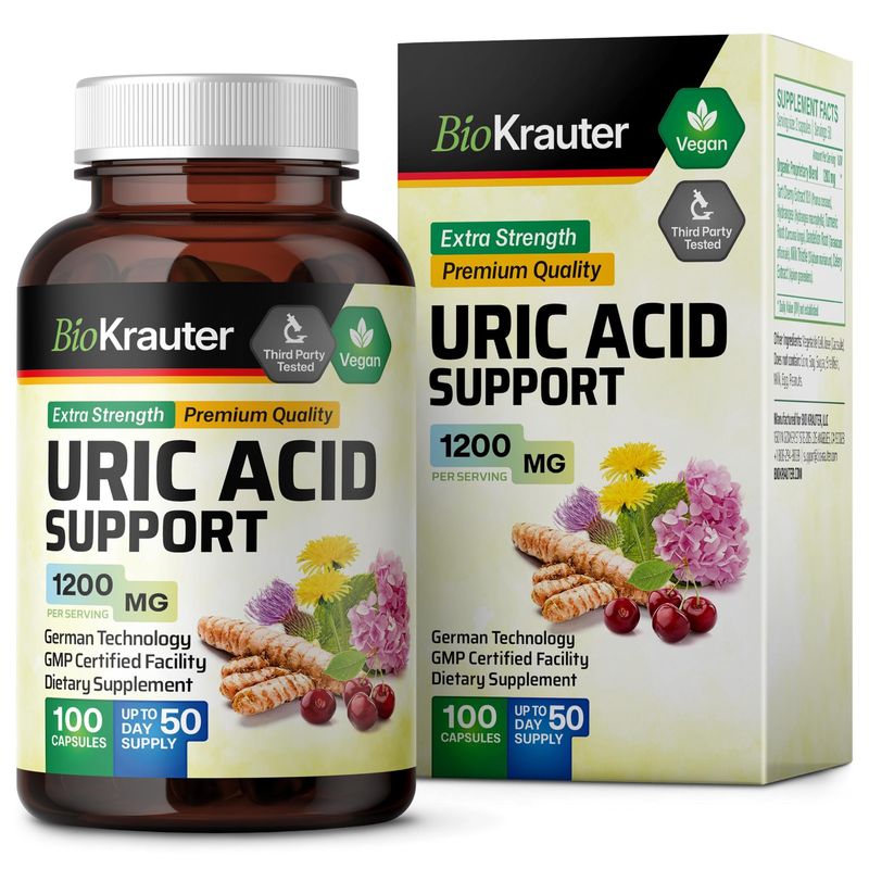 Uric Acid Support Capsules - Organic Kidney Health Supplement w/Tart ...