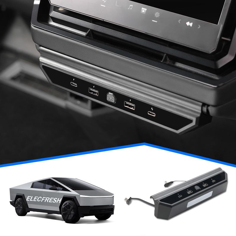 ELECFRESH for Cybertruck Accessories Rear Seat USB Hub, Fast Charger ...