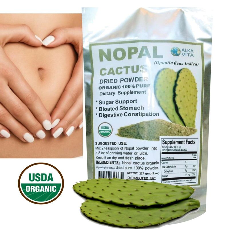 Nopal Cactus Pure 100% Blood Sugar Support Bloated Stomach Fiber 1/2Lb ...