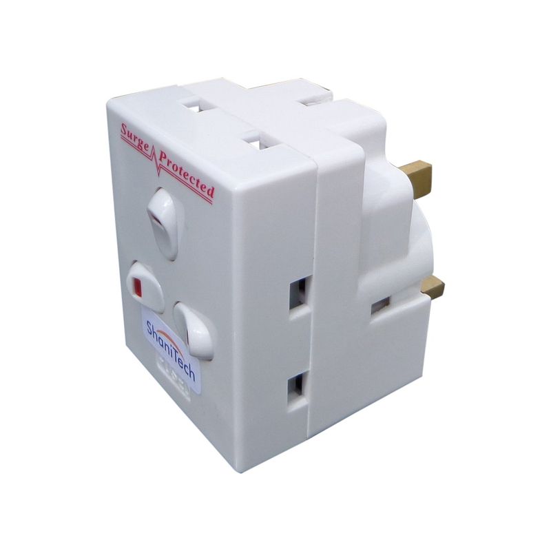 ShaniTech 3 way switched surge protected 13A adaptor 3 gang UK mains ...