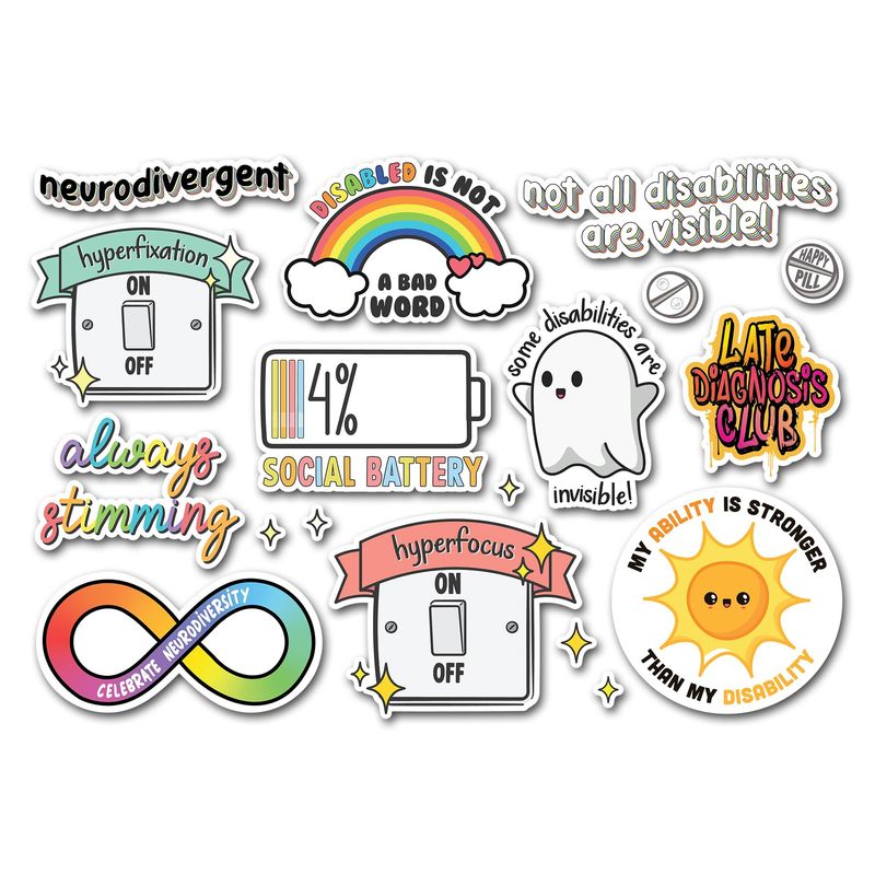 A4 Sticker Sheet Neurodivergent Vinyl Stickers - Celebrate ...