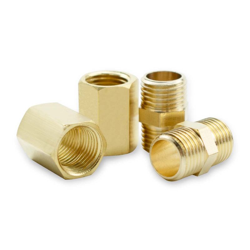 Bwintech 4 Pcs 1/4" to 1/4" Female & Male BSP Thread Brass Hex Nipple & Hex Coupling Connector ...