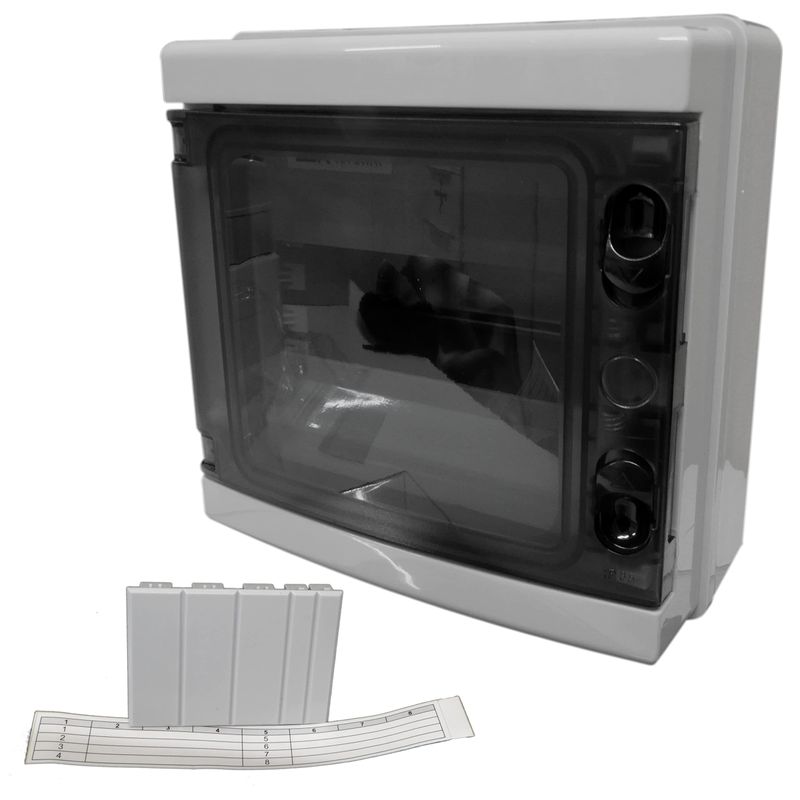 8 Module Way IP65 DIN Rail Enclosure Box with Door Outdoor Weatherproof ...