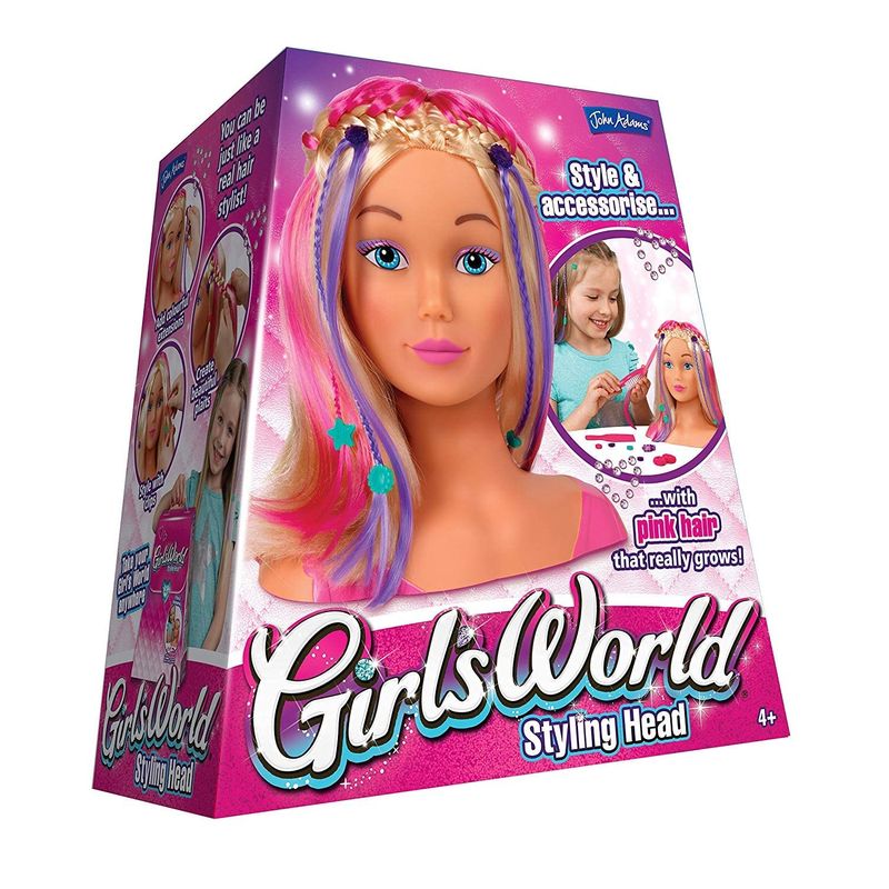 Girl's World Head with Pink Growing Hair | Comes with Hair Dressing ...
