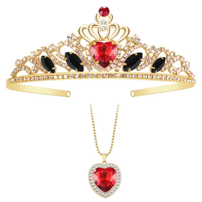 Botrinal Evie Descendants 4 Crown & Red Heart Necklace Gold Tiara ...
