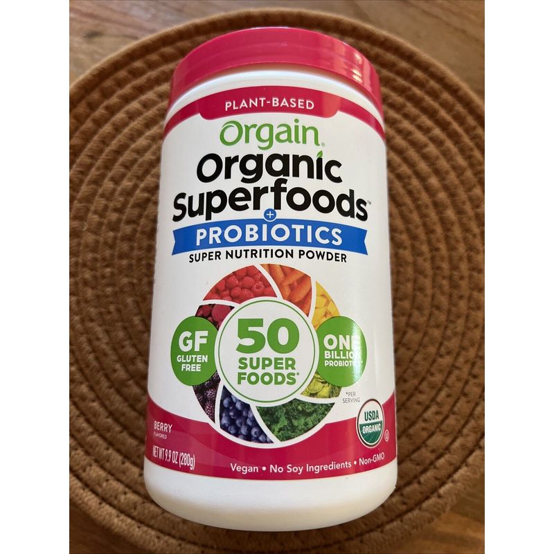 Orgain Organic Superfoods + Probiotics Super Nutrition Powder, Berry, 9 ...