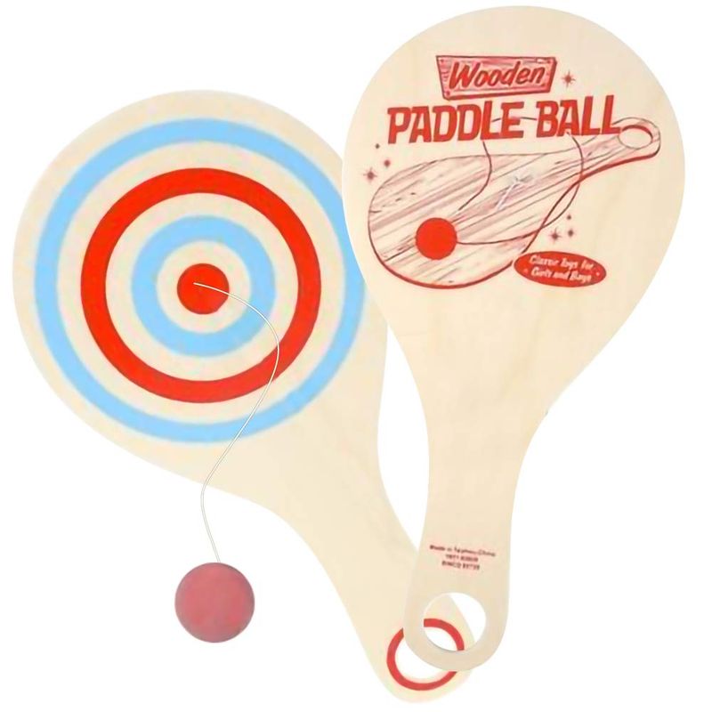 ArtCreativity Wooden Paddle Balls, Pack of 2, 11 Inch Wood Paddleball ...