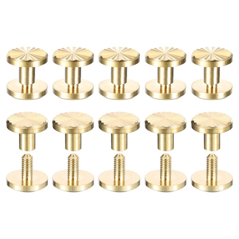 uxcell 10pcs Brass Chicago Screw 4x5x10mm Flower Texture - Flat Head ...