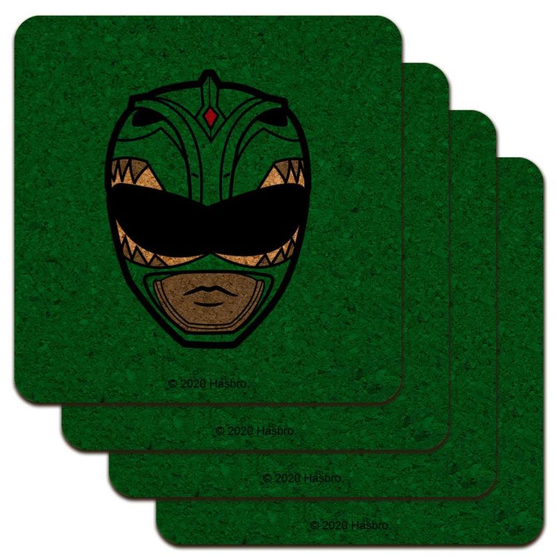 Power Rangers Green Ranger Helmet Low Profile Novelty Cork Coaster Set ...