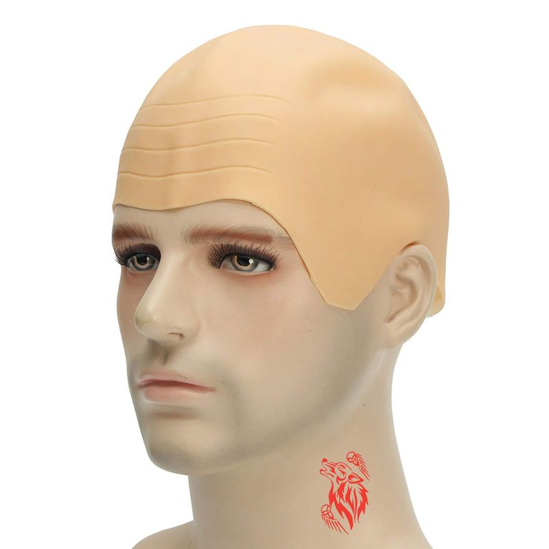 Bald Skin Thick Head Hairless Fake Skull Wig Cap Fancy Dress Coutume ...