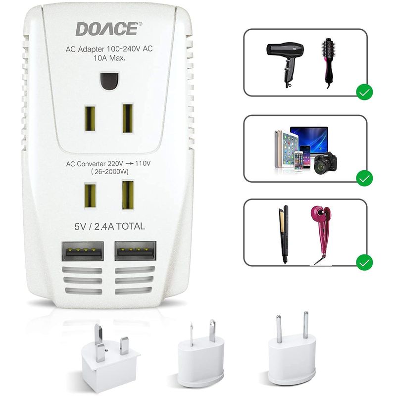 Upgraded DoAce C11 2000W Travel Voltage Converter for Hair Dryer ...
