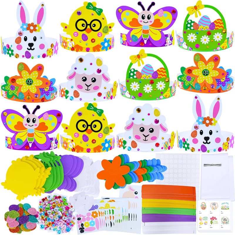 Winlyn 24 Sets Spring Craft Kits Easter Crafts DIY Easter Headbands ...