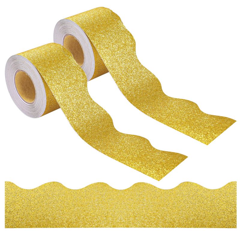 131 Ft Gold Glitter Bulletin Board Borders Gold Scalloped Bulletin ...