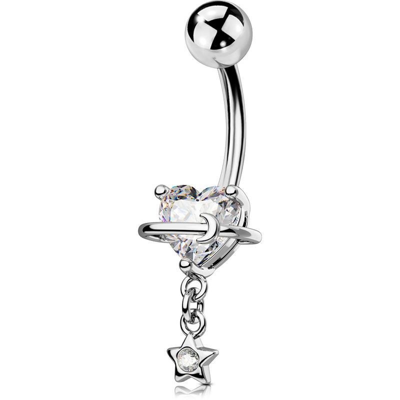 OUFER Body Piercing Belly Bars 14G Navel Piercing 316L Stainless Steel ...