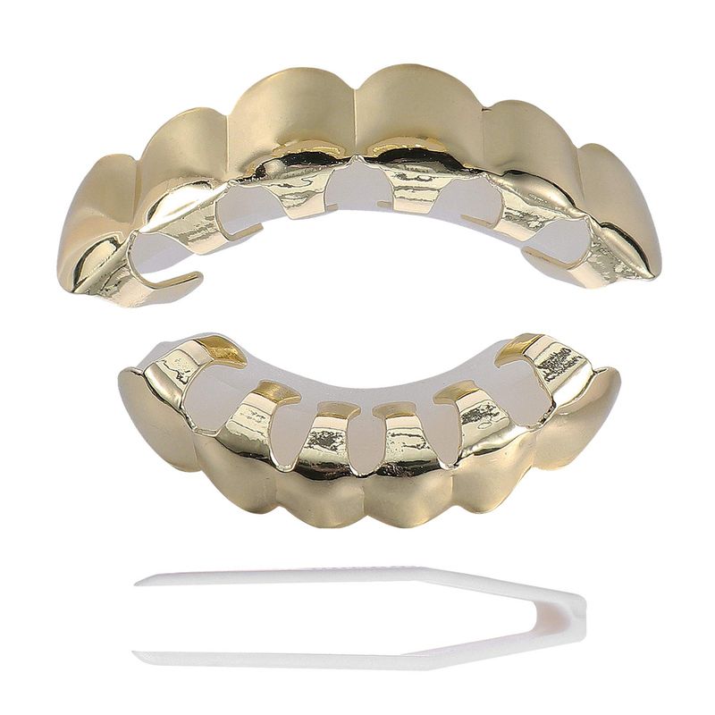 Milisten Golden Hip Hop Vampire Teeth Grills Top and Bottom Face Mouth ...