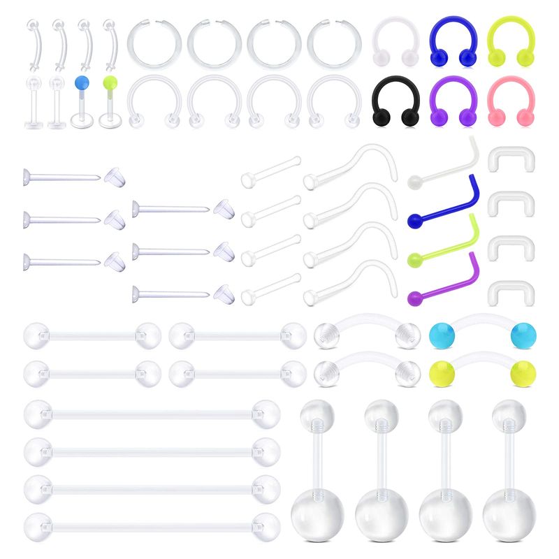 D.Bella Mix Style Clear Piercing Retainer 14G 16G 20G Bioflex Flexible ...