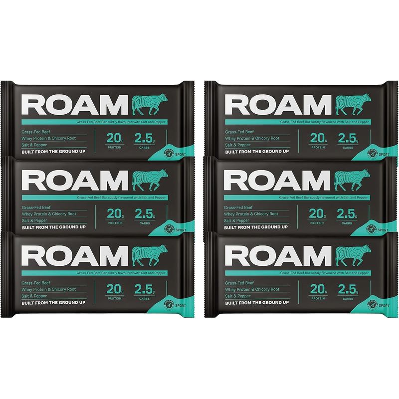 ROAM Natural Protein Bars, Meal Replacement Keto Bars, 6 x 45g Beef Bar ...