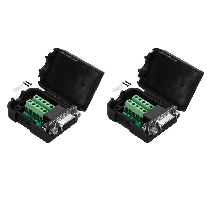 sourcing map D-sub DB9 Breakout Board Connector with Case 9 Pin 2 Row Female Port Solderless ...